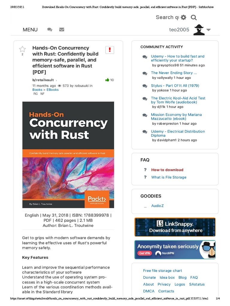 Hands-On Concurrency With Rust: Confidently Build Memory-Safe, Parallel, and Efficient Software ...
