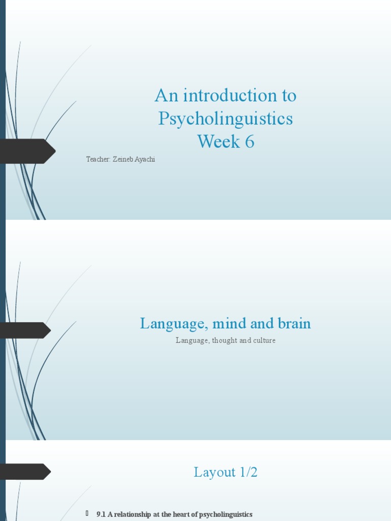 Language, Mind and Brain: Language, Thought and Culture Part 1 | PDF ...