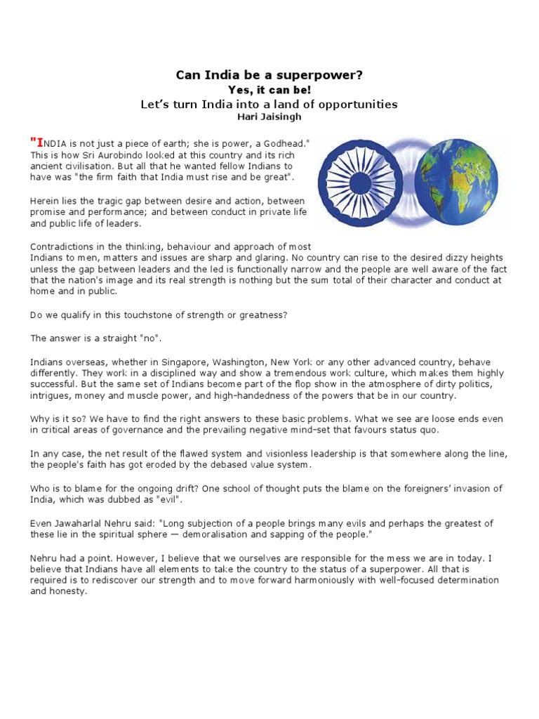 Can India Be A Superpower?: Let's Turn India Into A Land of ...