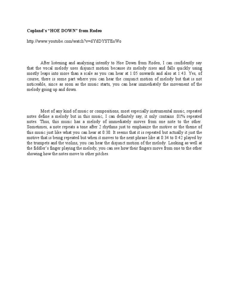 Copland's HOE DOWN From Rodeo | PDF