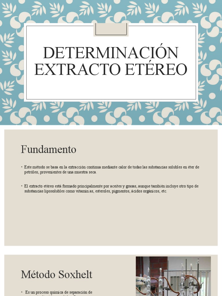 Determinación Extracto Etéreo | PDF