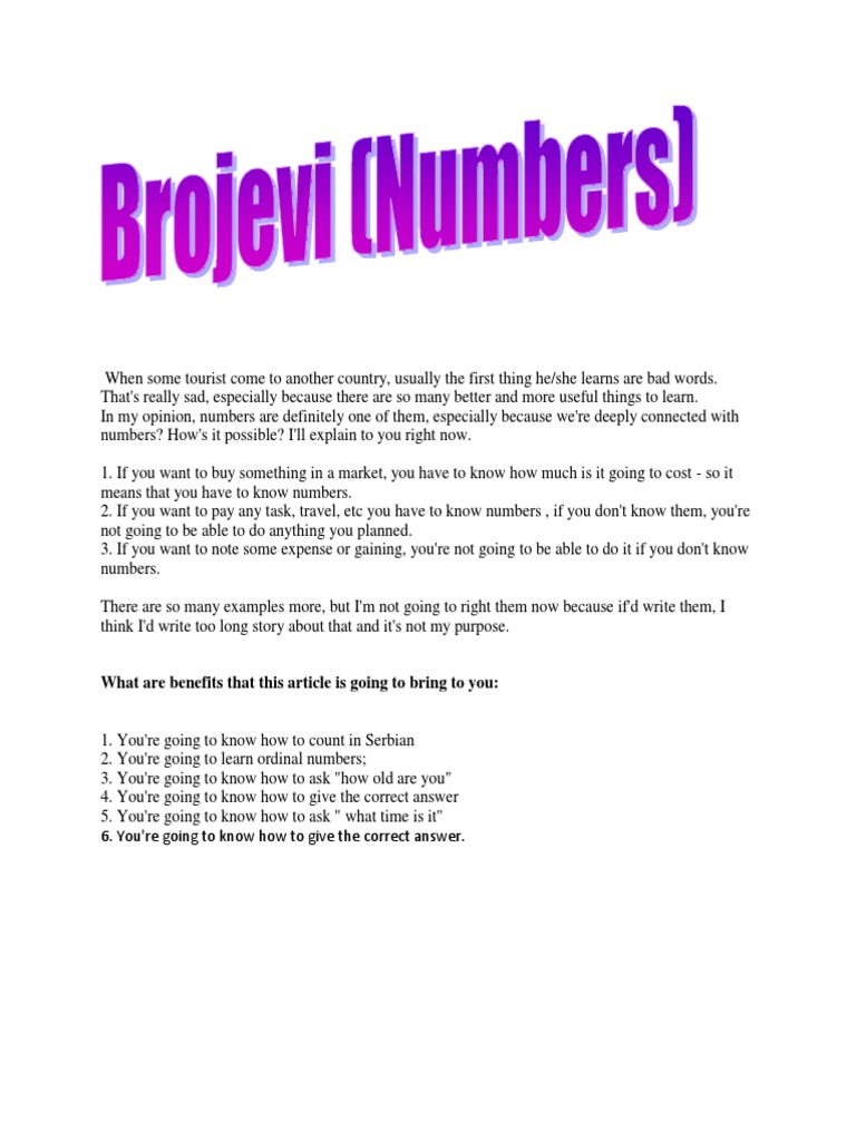 Serbian Numbers | PDF | Linguistic Typology | Linguistic Morphology