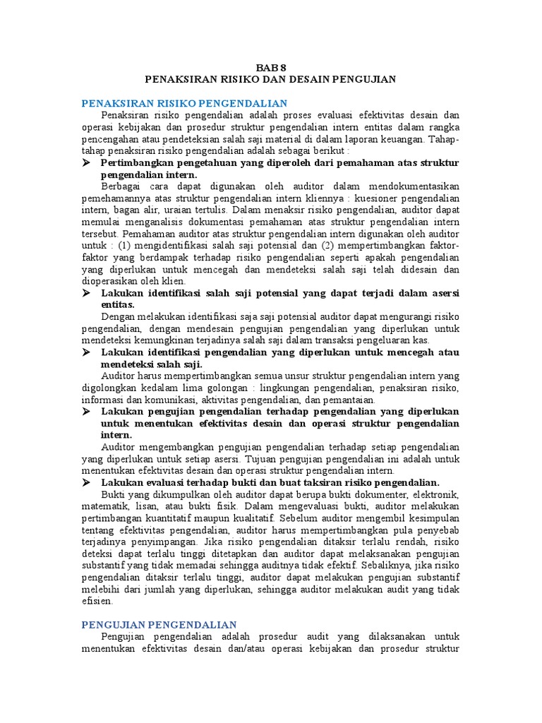 Bab 8 Auditing | PDF | Pengelolaan Keuangan & Uang