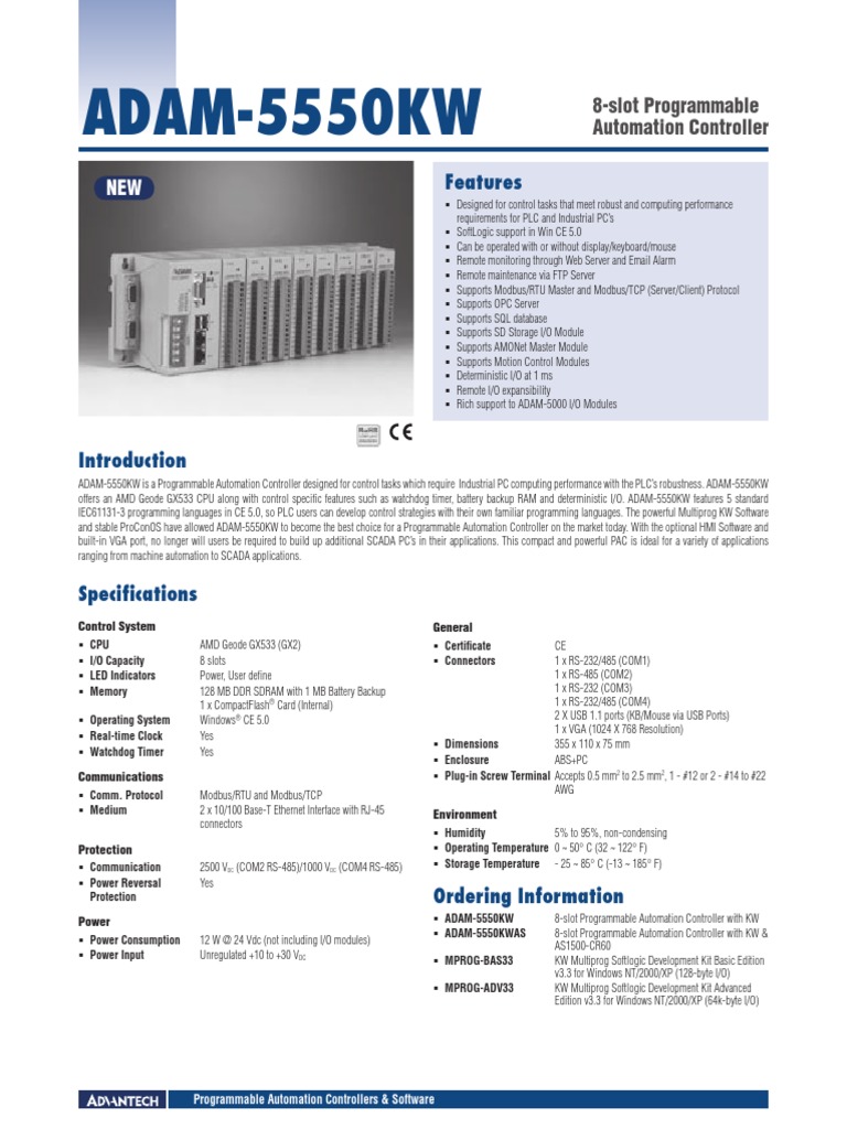 PLC Adam 5550kw | Download Free PDF | Programmable Logic Controller | Scada