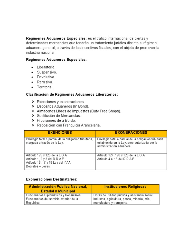 Regímenes Aduaneros Especiales | PDF | aduana | Impuestos