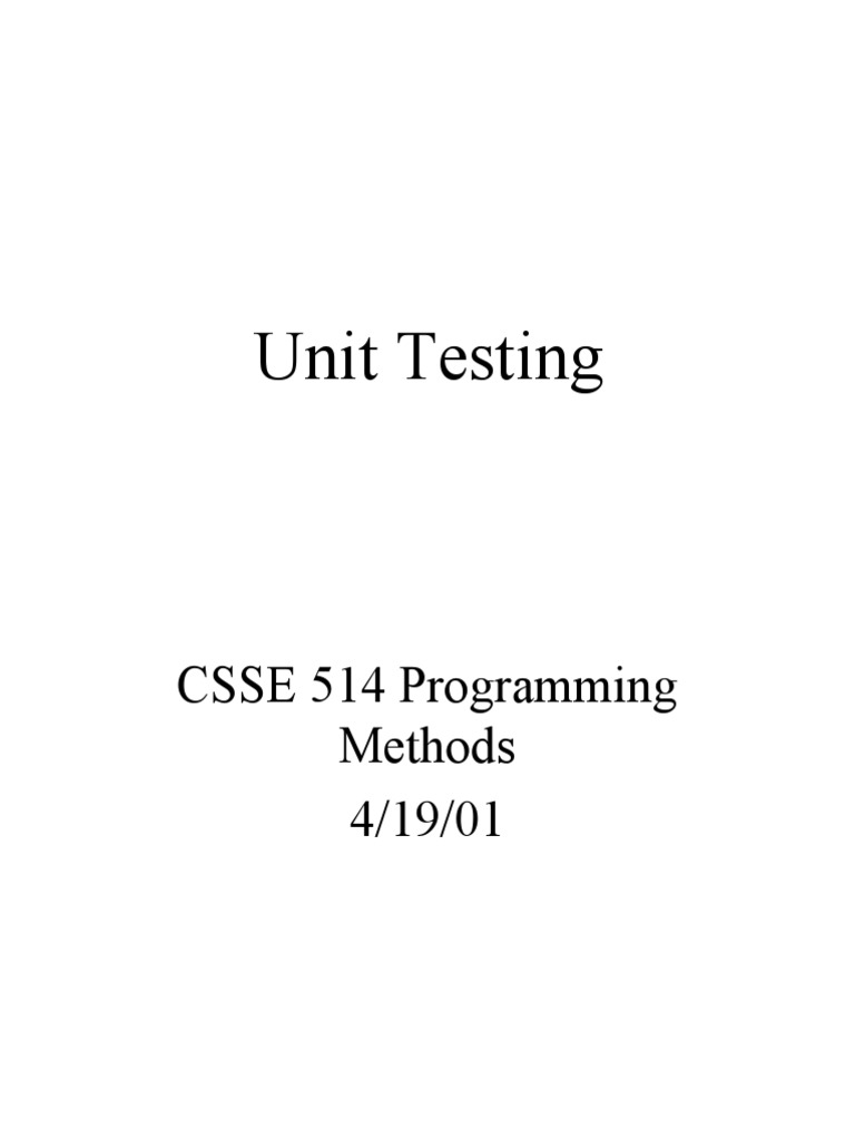 Unit Testing Pdf Unit Testing Software Bug