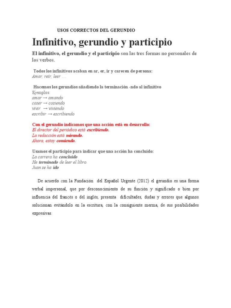 Usos Correctos del Gerundio en Español | PDF | Verbo | Sintaxis
