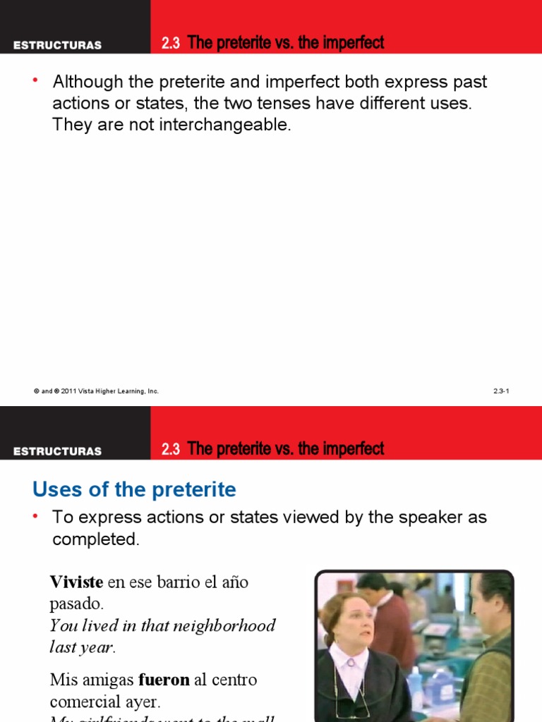 El Preterito vs. El Imperfecto 2.3 | PDF | Language Mechanics | Linguistics