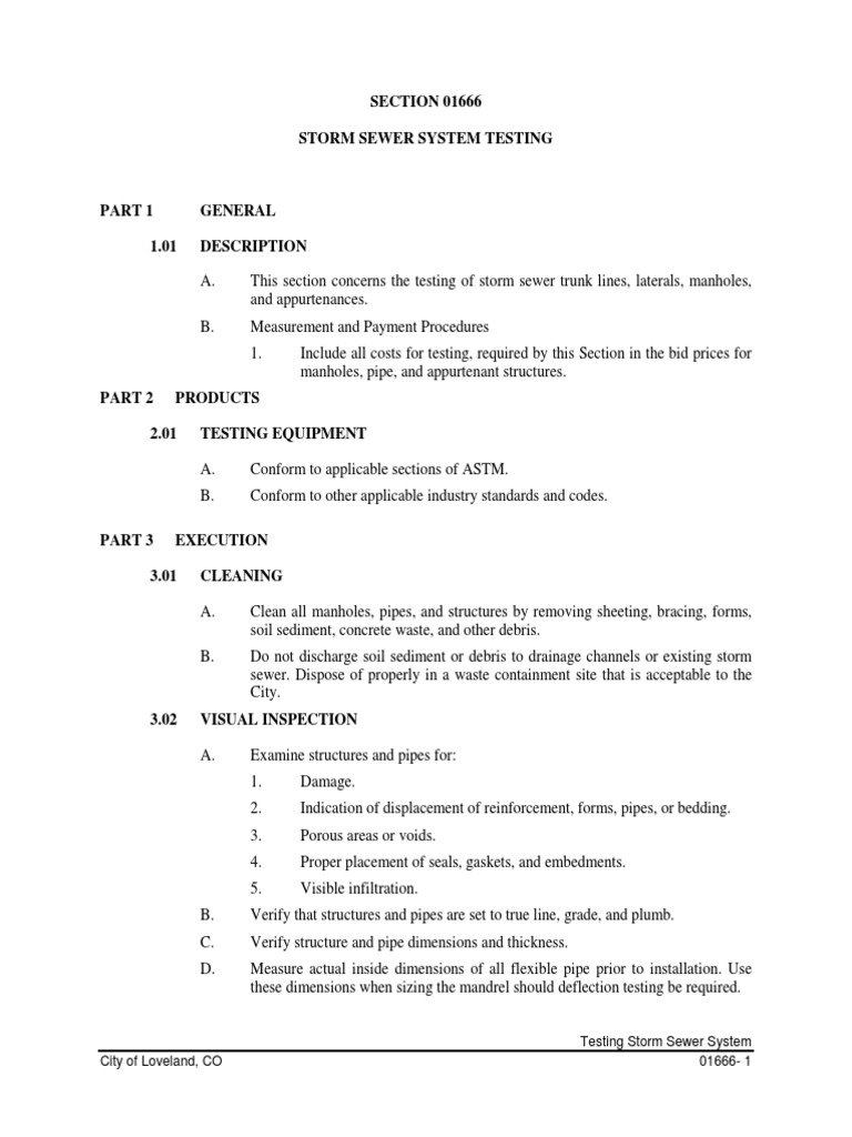 Storm Sewer System Testing Procedures | PDF | Sanitary Sewer | Pipe ...
