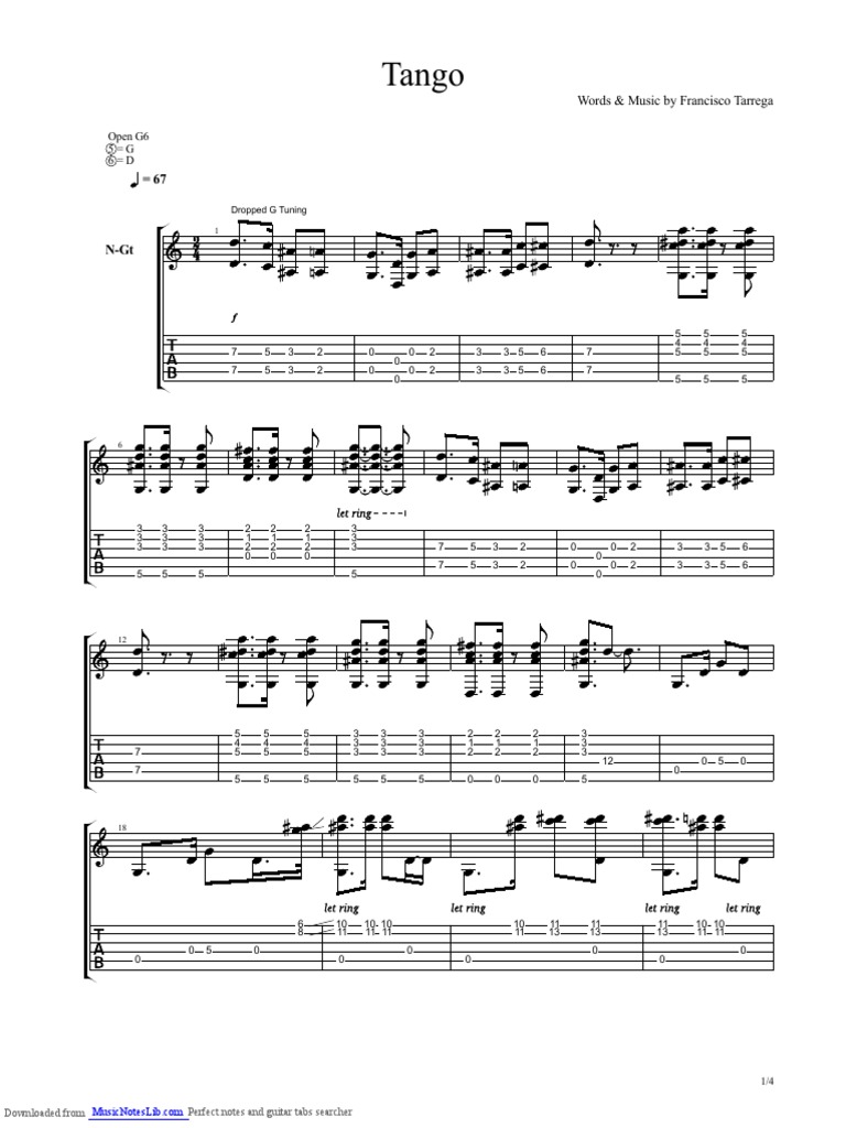 Tarrega Francisco-Tango | PDF | Guitar Family Instruments | Celtic Musical Instruments