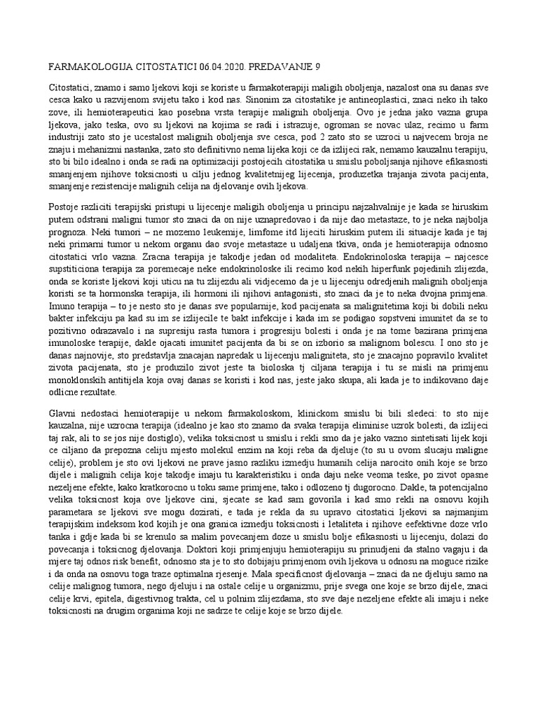Farmakologija Citostatici 06 | PDF