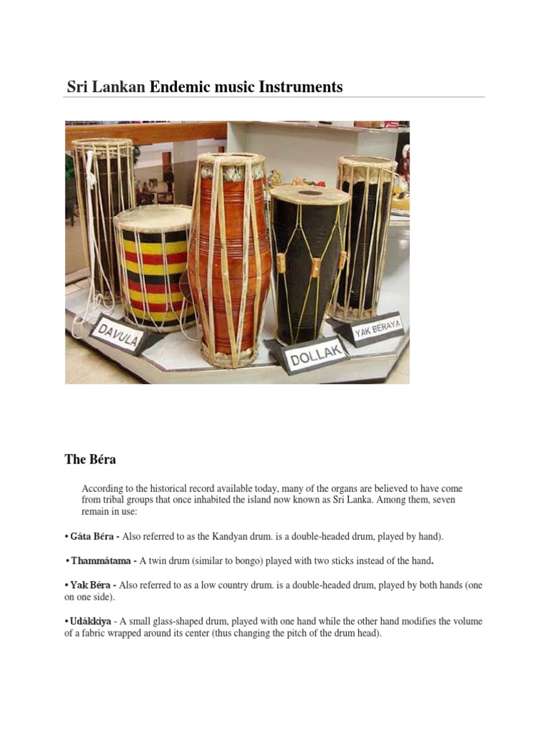 Sri Lankan: Endemic Music Instruments | PDF | Musical Instruments ...