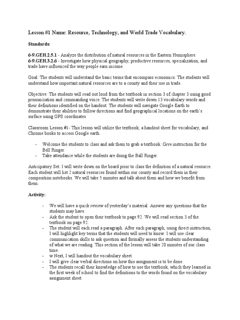 Lesson 1 7th Grade Geography | PDF | Vocabulary | Reading Comprehension
