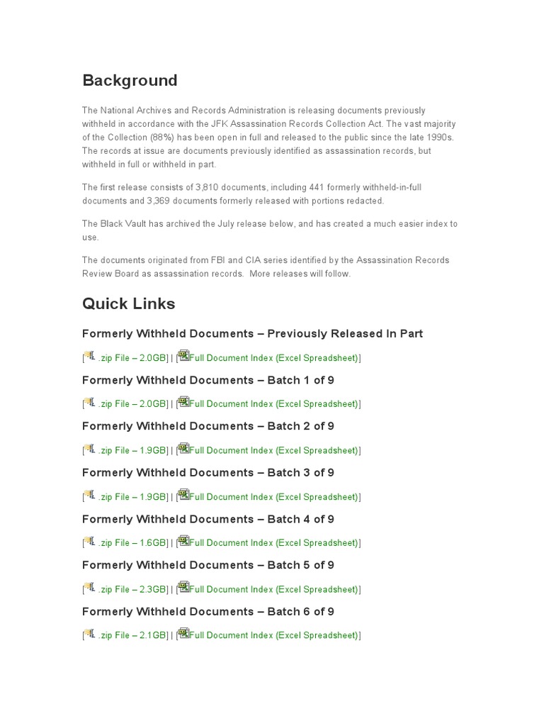 The Withheld JFK Assassination Documents - July 2017 Release | PDF ...