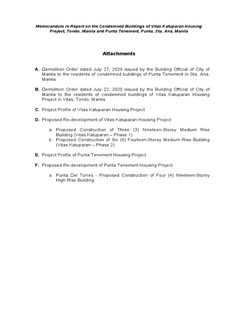 Condemnation and Redevelopment Plans for Tondo and Sta. Ana Tenements ...
