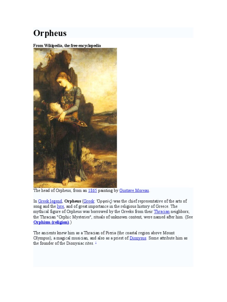 Orpheus: From Wikipedia, The Free Encyclopedia | PDF | Orpheus | Poetry