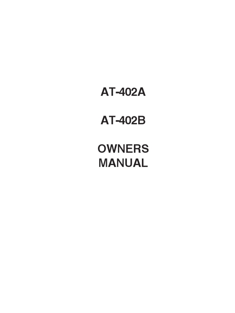 AT-402A AT-402B Owners Manual | PDF | Vehicle Manufacturers Of The ...