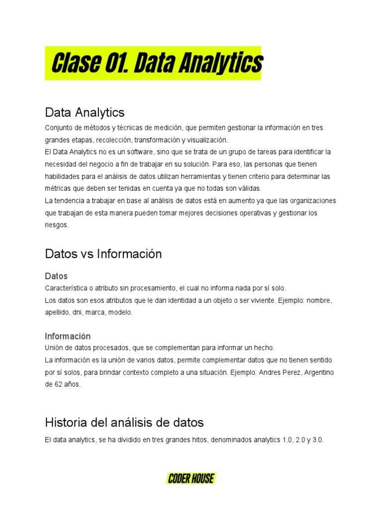 Clase 01 - Data Analytics | PDF | Analítica predictiva | Inteligencia ...