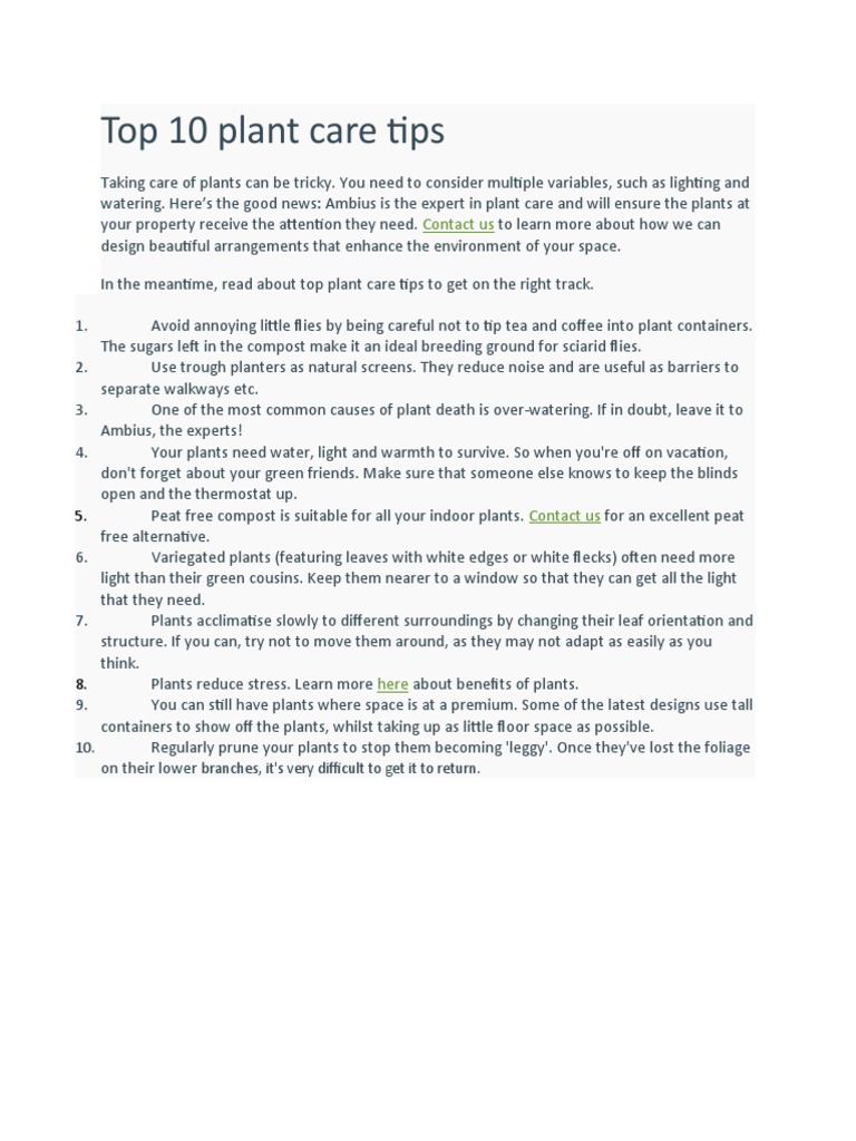 Top 10 Plant Care Tips | PDF