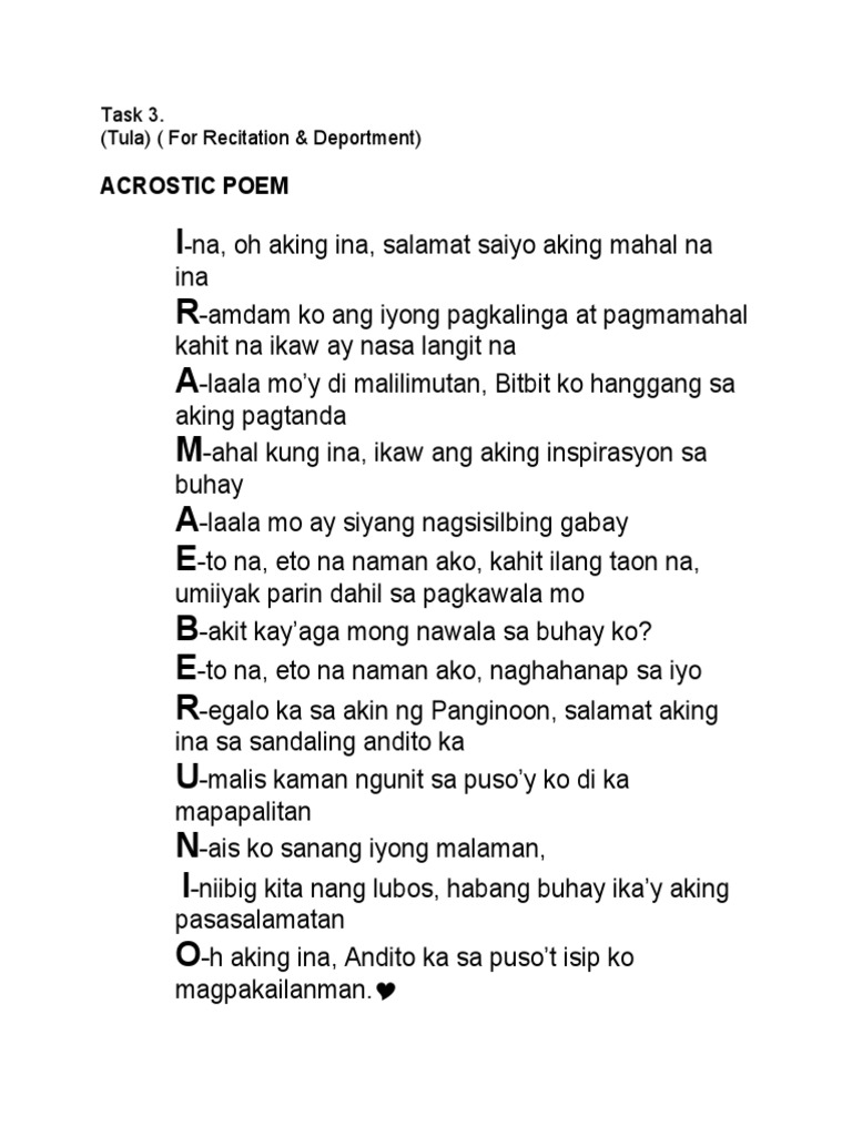 Task 3 (Acrostic Poem) | PDF