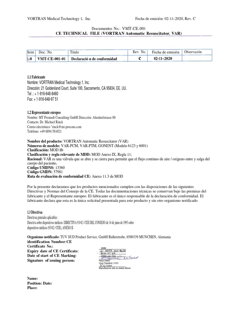 Tra VAR GO2VENT Declaration | PDF