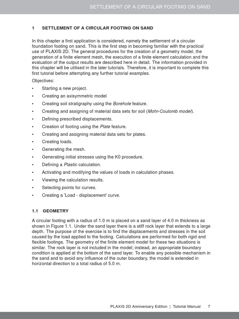 PLAXIS 2D Tutorial: Footing on Sand | PDF | Button (Computing) | Finite ...