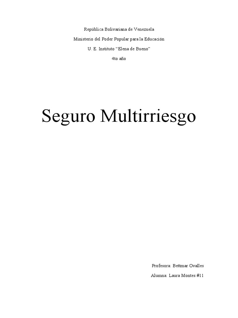 El Seguro Multirriesgo | Descargar gratis PDF | Póliza de seguros | Seguro