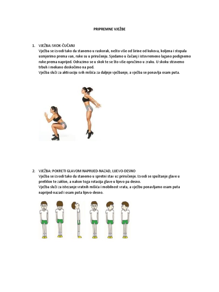 Pripremne Vježbe Kineziologija 3 | PDF