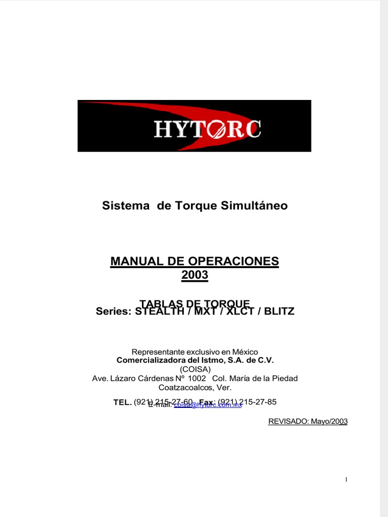Manual Torque Hytorc | PDF | Presión | Bomba