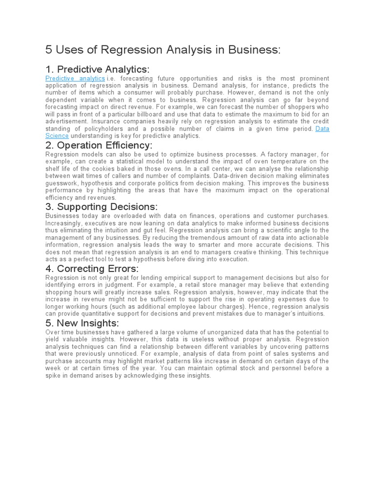 Regression Analysis in Business | PDF | Predictive Analytics | Analytics