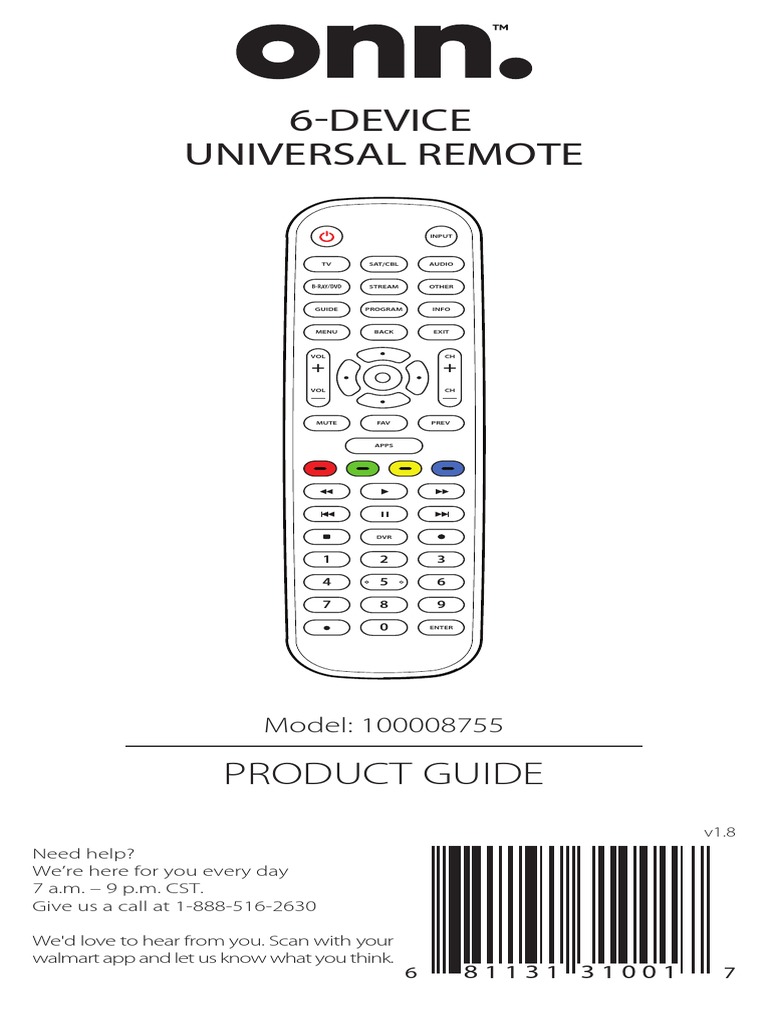 6-Device Universal Remote: Model: 100008755 | PDF | Radio ...