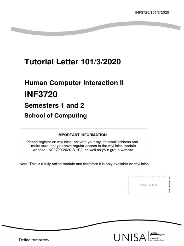 Tutorial Letter 101/3/2020: Human Computer Interaction II | PDF ...
