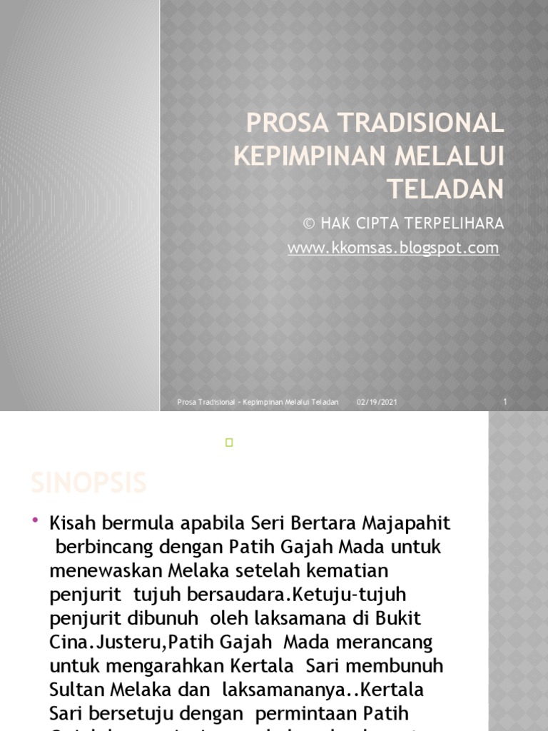 Prosa Tradisional - Kepimpinan Melalui Teladan | PDF