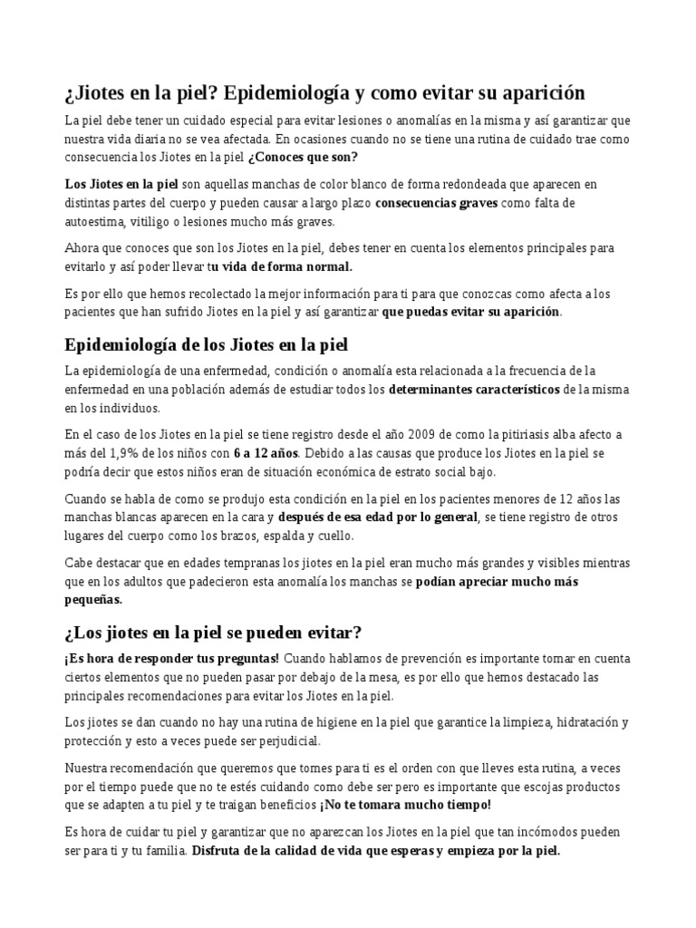 Jiotes en La Piel | PDF | Piel | Enfermedades y trastornos