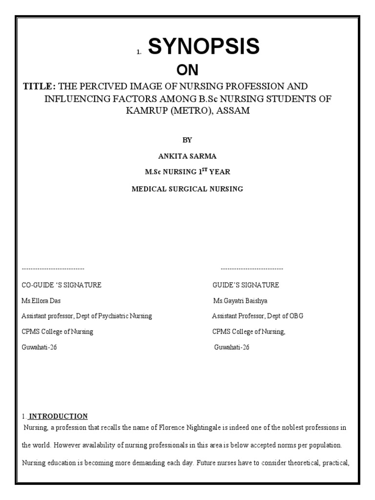 Synopsis Presentation | PDF | Nursing | Self Esteem