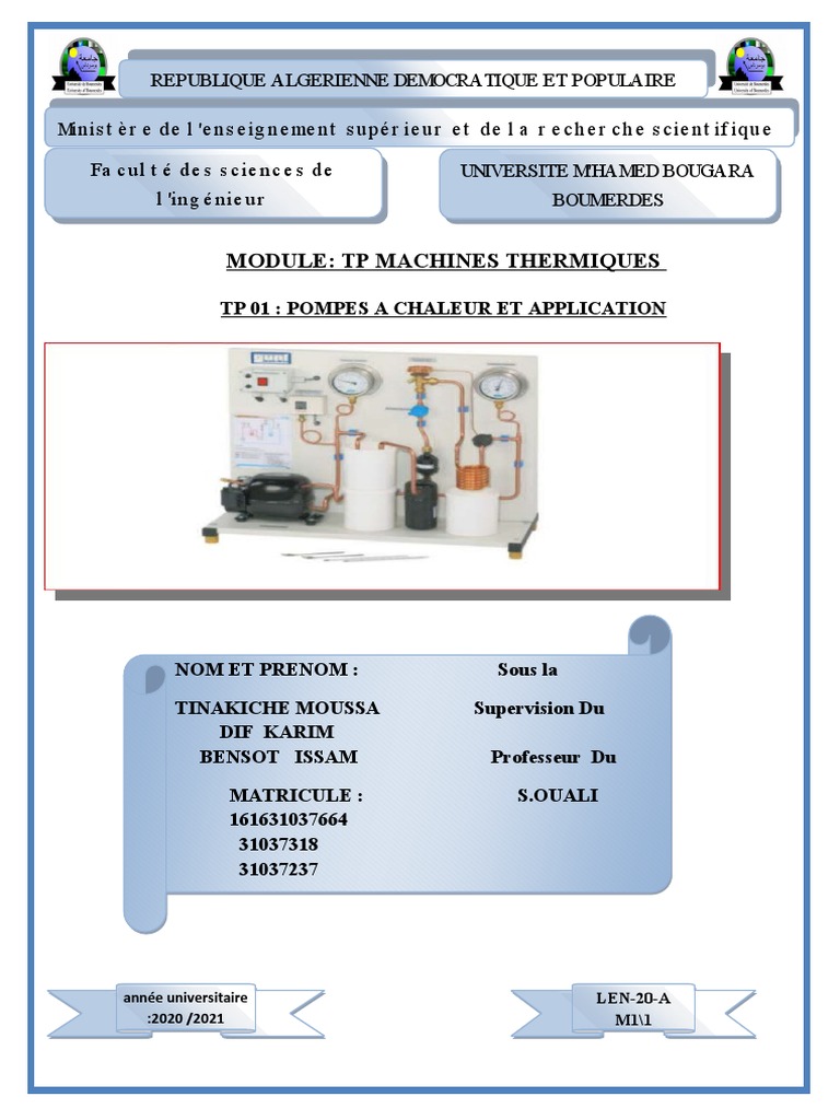 TP sur les Pompes à Chaleur | PDF | Pompe à chaleur | Transfert thermique