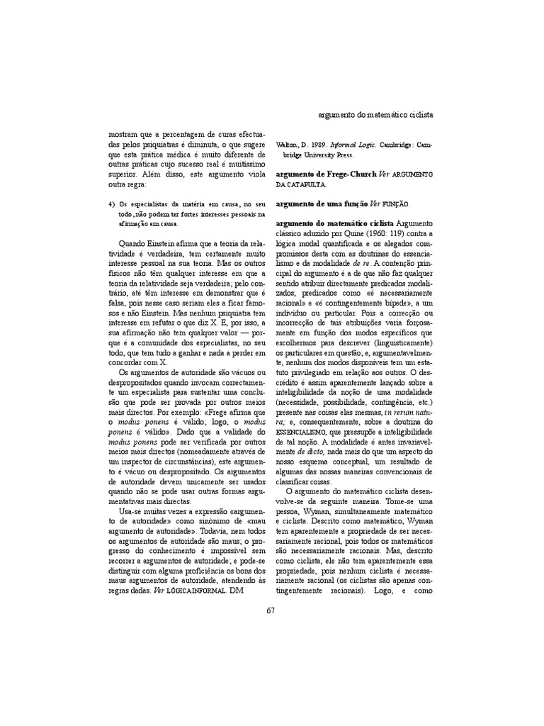 Argumento do matemático ciclista | PDF | Argumento | Metafísica