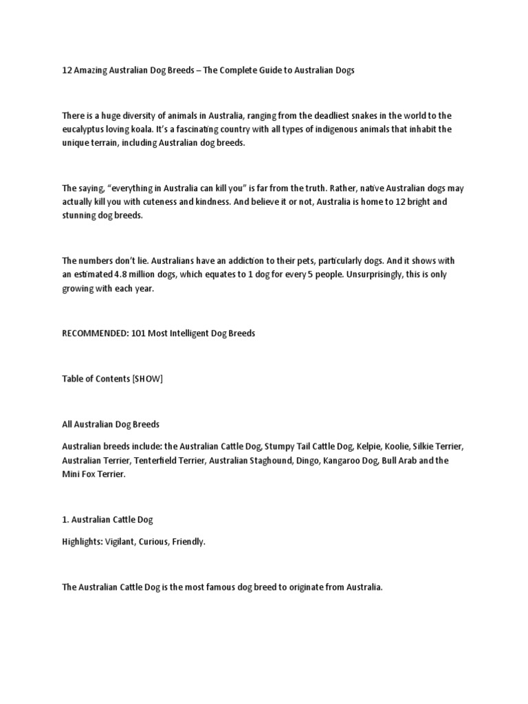 12 Unique Australian Dog Breeds Guide | PDF | Yorkshire Terrier | Terriers