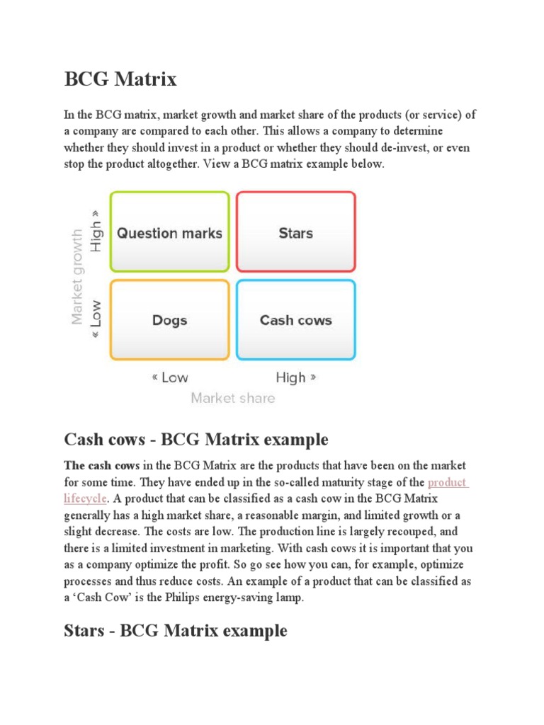 Cash Cows - BCG Matrix Example | PDF | Economies | Business Economics