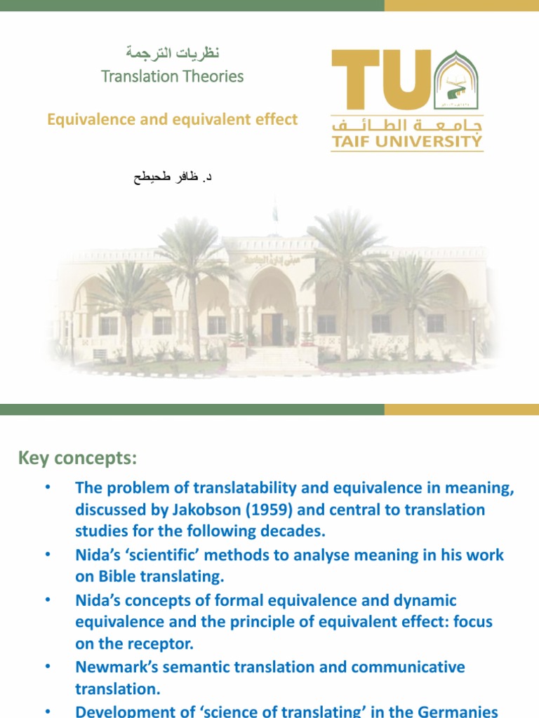 Translation Theories: Equivalence and Equivalent Effect | PDF ...