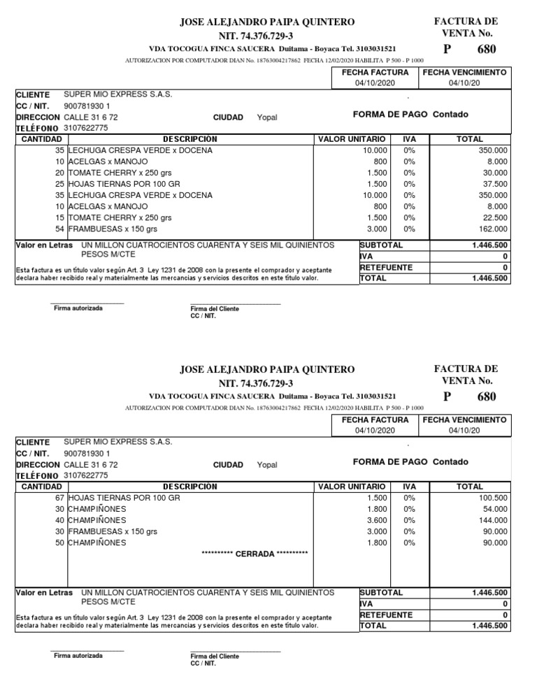 Factura 680 | PDF | Documentos empresariales | Contabilidad