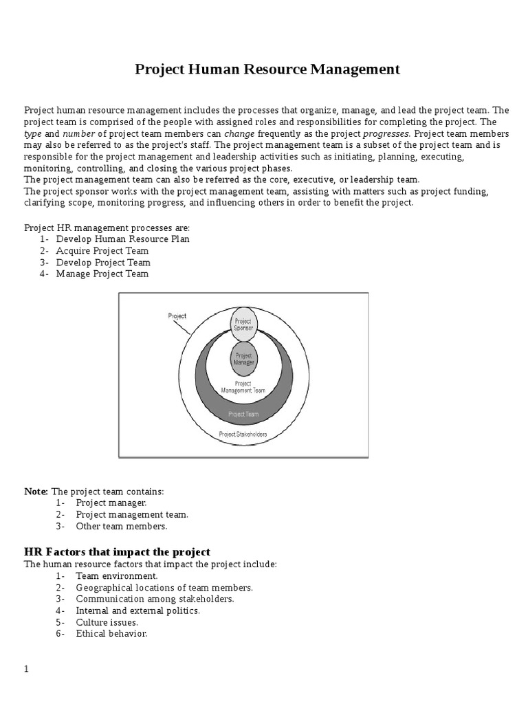 Project Human Resource Management | PDF | Project Management | Conflict ...