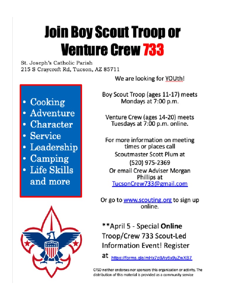 Boy Scout Troop 733 Flyer | PDF