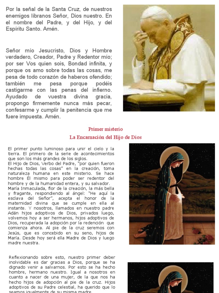 Misterios Gozosos del Rosario | PDF | María, madre de Jesús | orador ...