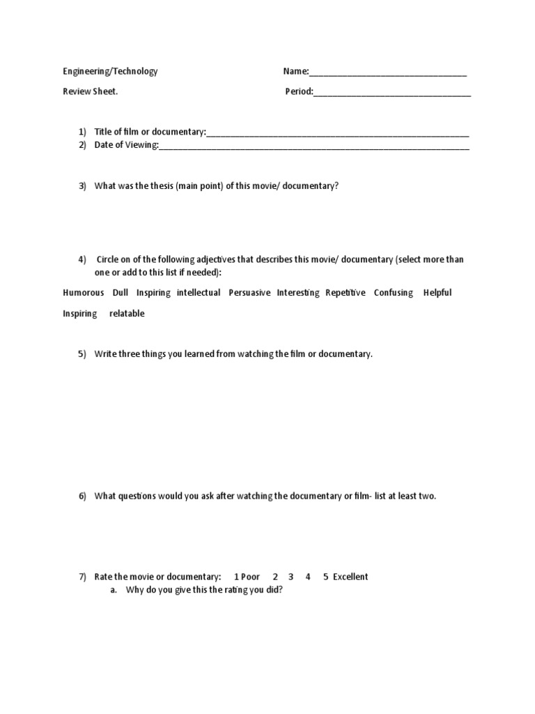 Documentary Review Worksheet | PDF | Science & Mathematics | Computers