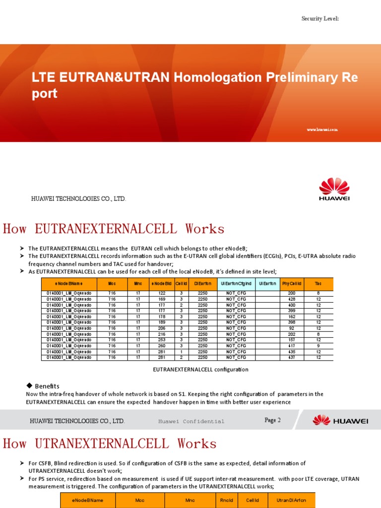 LTE EUTRAN&UTRANEXTERNALCELL Homologation Preliminary Report | PDF | Lte (Telecommunication ...