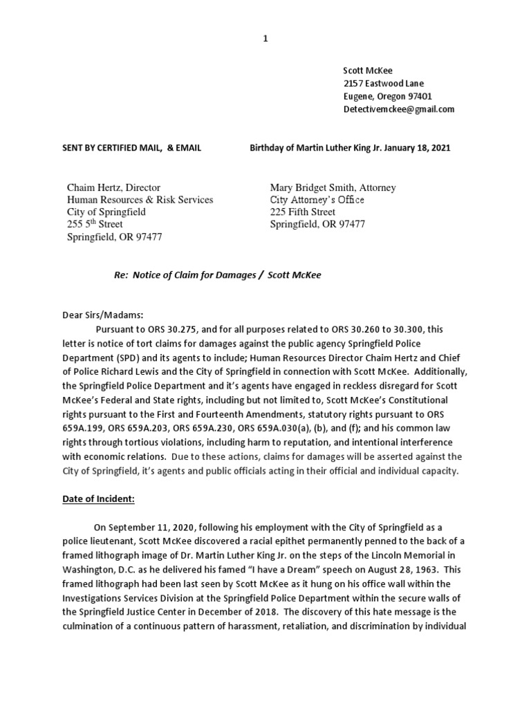 McKee Tort Notice | Download Free PDF | Whistleblower | Damages