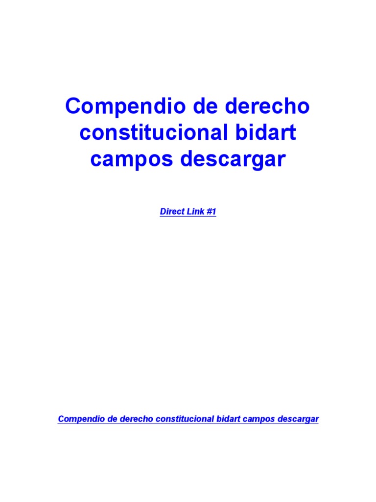 Compendio de Derecho Constitucional Bidart Campos Descargar: Direct ...