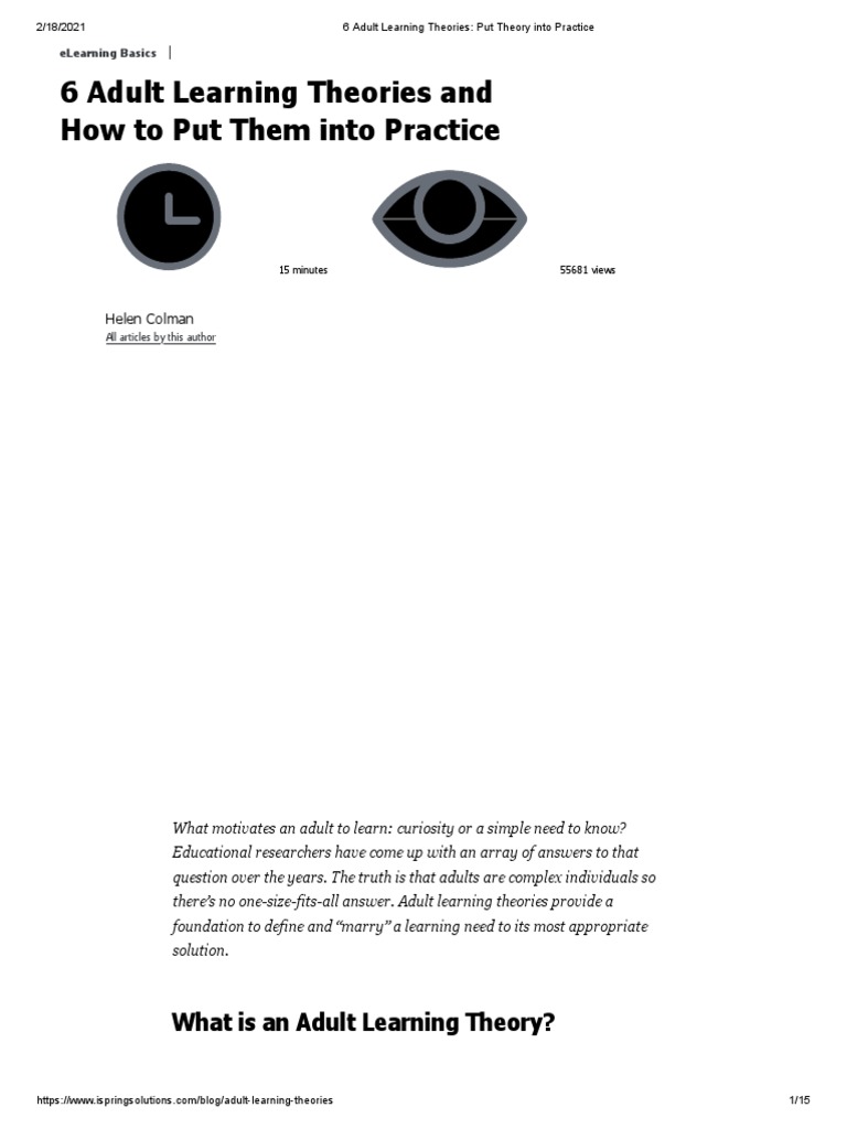 6 Adult Learning Theories - Put Theory Into Practice | PDF | Learning Theory (Education) | Adult ...