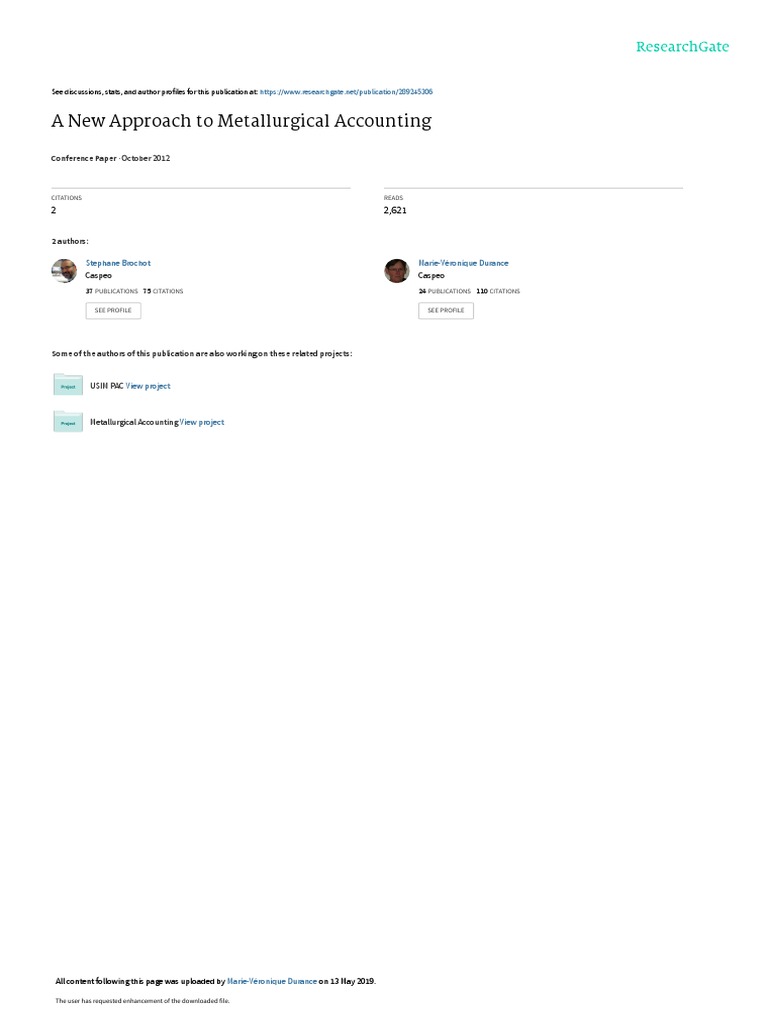 A New Approach To Metallurgical Accounting: October 2012 | Download ...